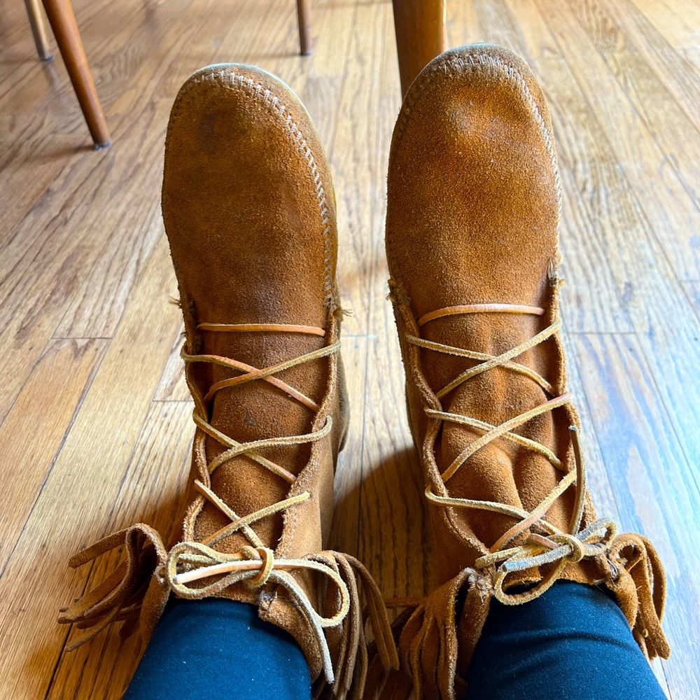 High Top Brown Minnetonka Moccasin Booties - Gem